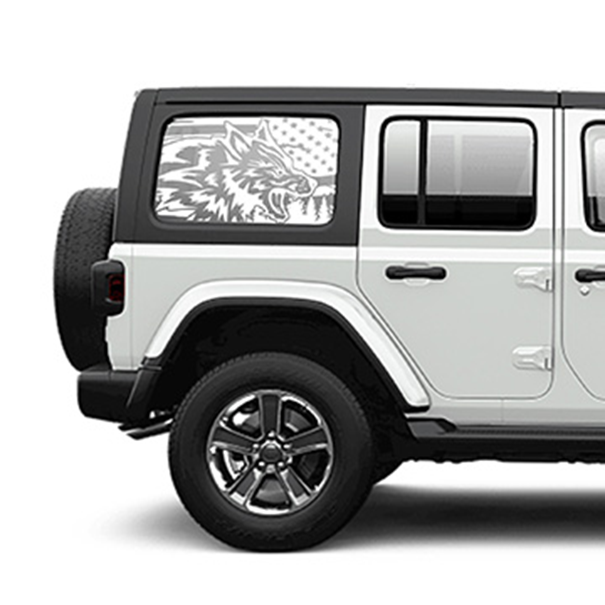 Patriotic Wolf Rear Window Graphics – Rebel Decal