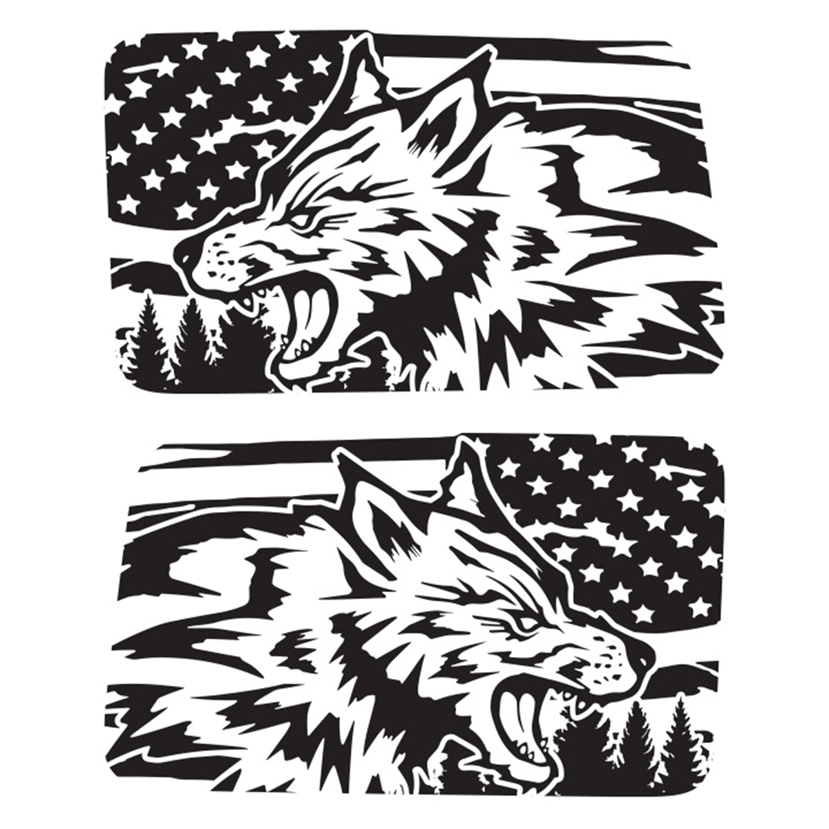 Patriotic Wolf Rear Window Graphics – Rebel Decal