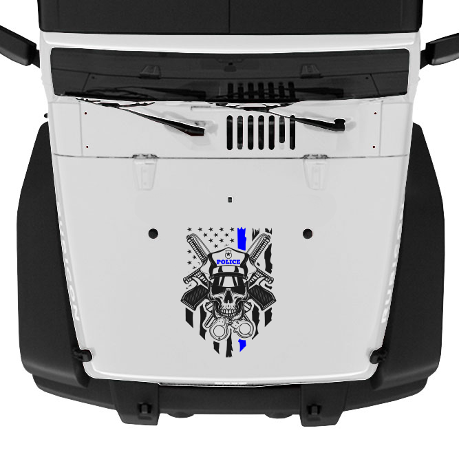 Skull Police with Flag Hood Graphic – Rebel Decal