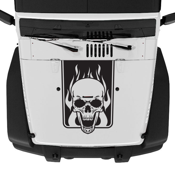 Skull and Flames Hood Graphic – Rebel Decal